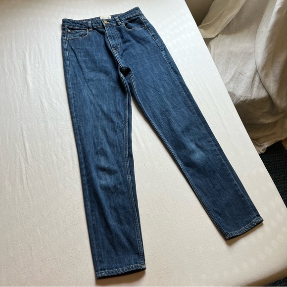 Sezane | Jeans | Sezane Dark Blue Denim High Rise Slim Tapered Leg ...